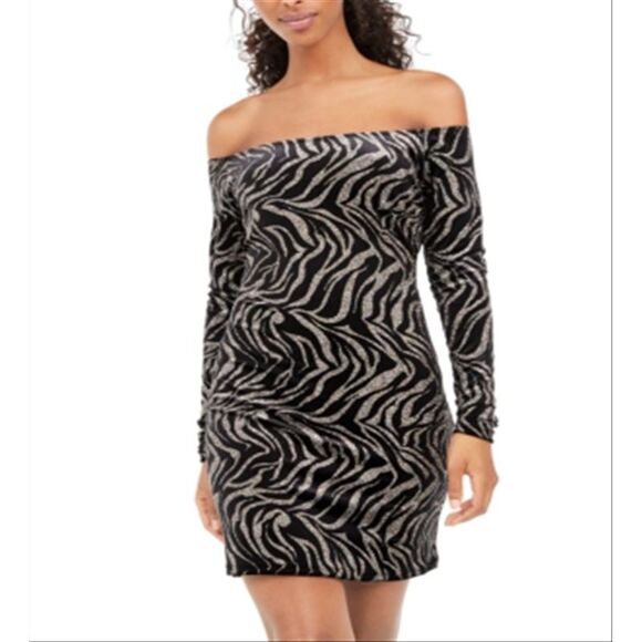 bebe | Dresses | Bebe Womens Bodycon Zebra Mini Dress Black Size ...